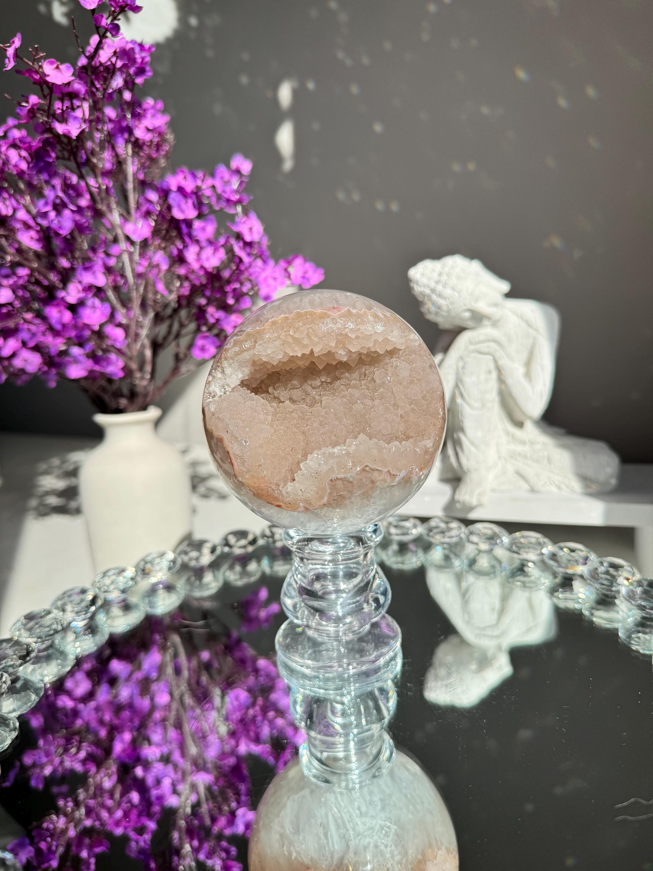 Tan and pink Sugar sphere 2534 amethyst geode pink rainbow amethyst ...